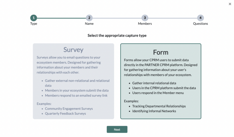 Introducing New Capture Types: Survey and Forms in PARTNER CPRM - Visible Network Labs